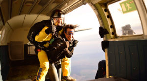 Tandem Skydive selling points in Barcelona City Center